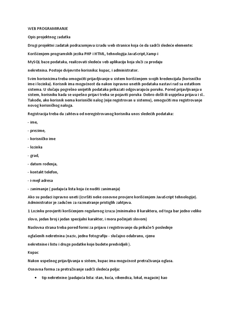 Projektni Zadatak 2 | PDF