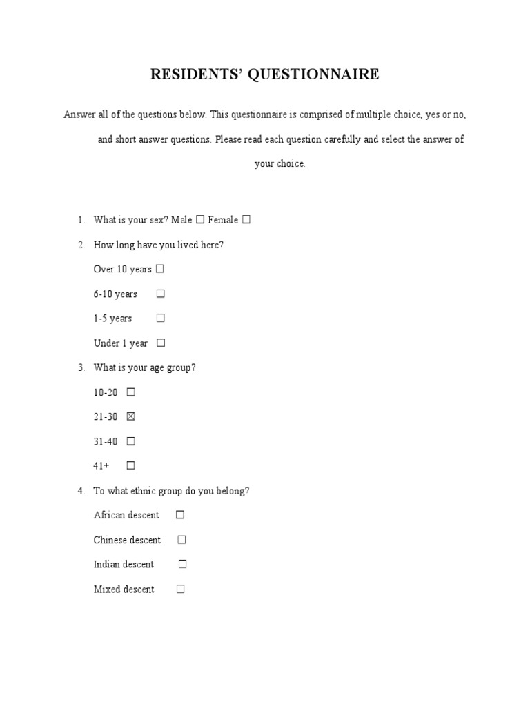 Social Studies SBA Questionnaire | PDF | Water