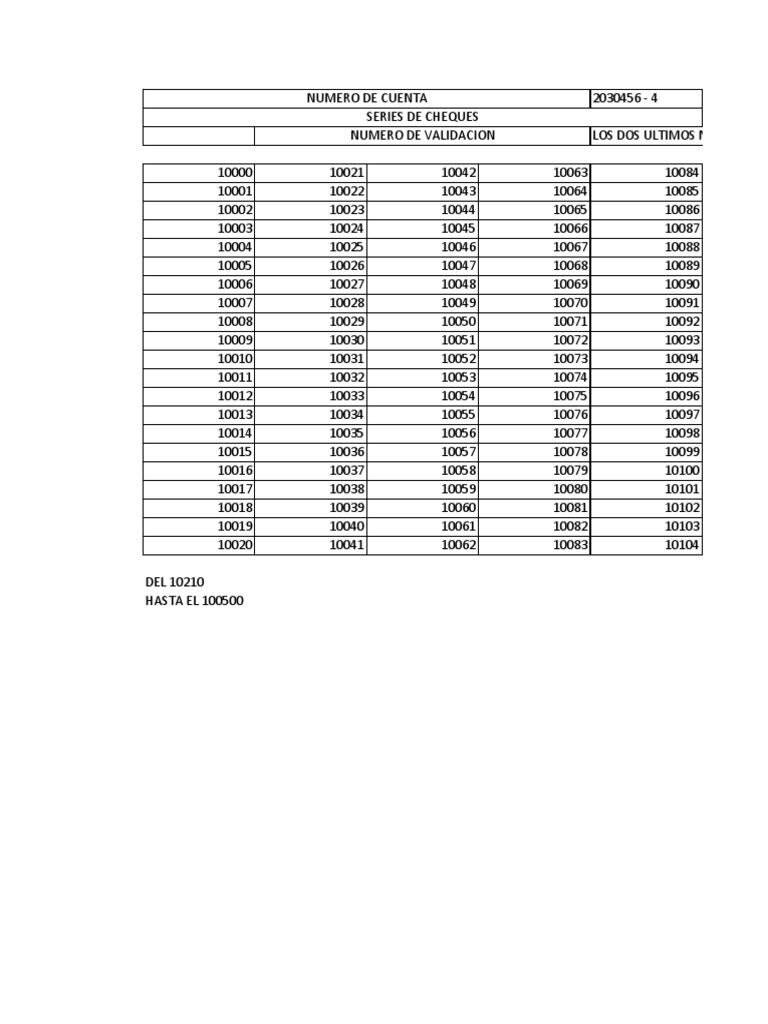 CHEQUES Y NUMEROS DE SERIE | PDF