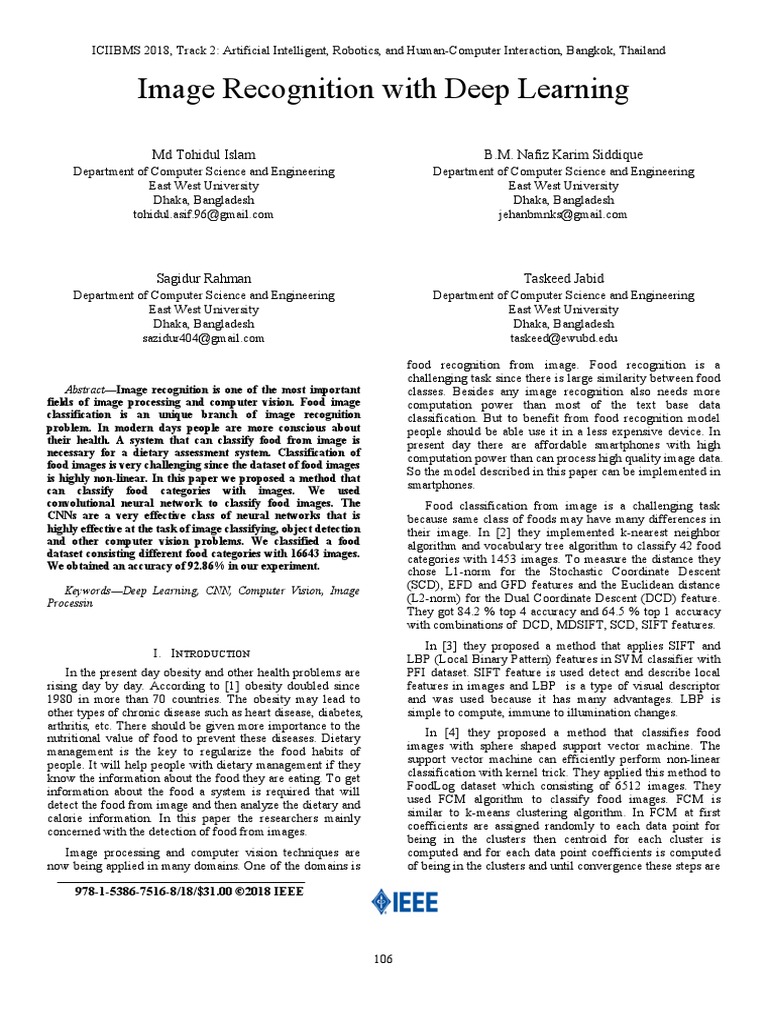 Image Recognition With Deep Learning | PDF | Deep Learning | Cluster ...