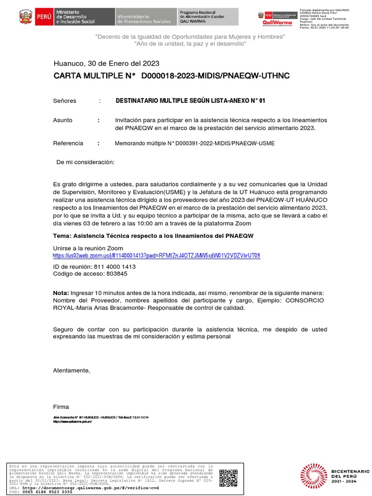 Carta Multiple 000018 2023 Uthnc | PDF