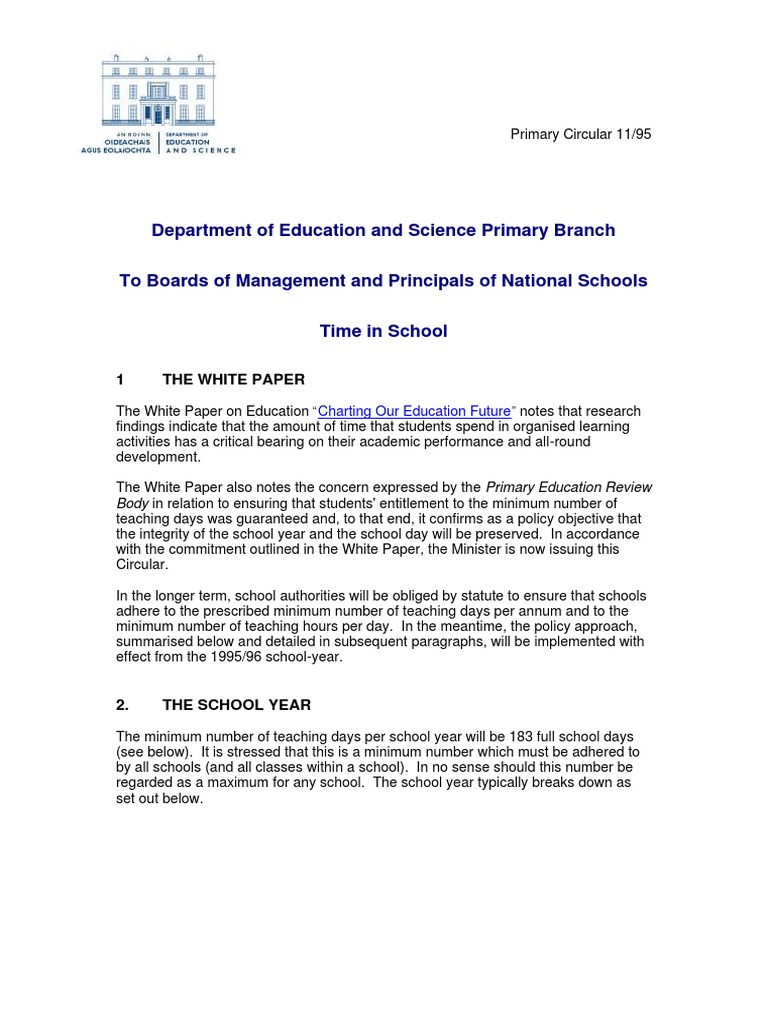 Minimum Teaching Days and Hours Policy | PDF | Board Of Directors ...