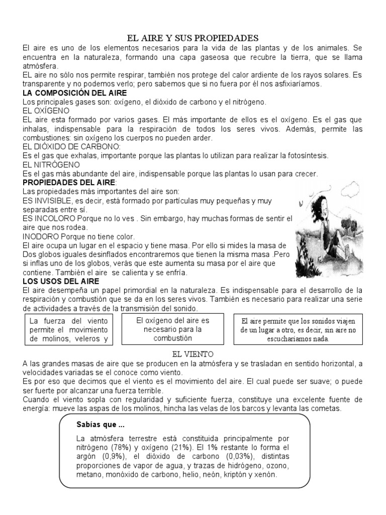 Las propiedades y componentes del aire (38 | PDF | Oxígeno | Atmósfera