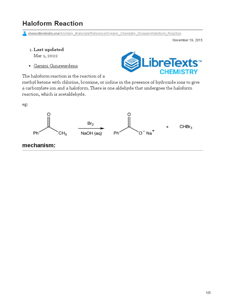Haloform Reaction and Iodoform Test Explained | PDF