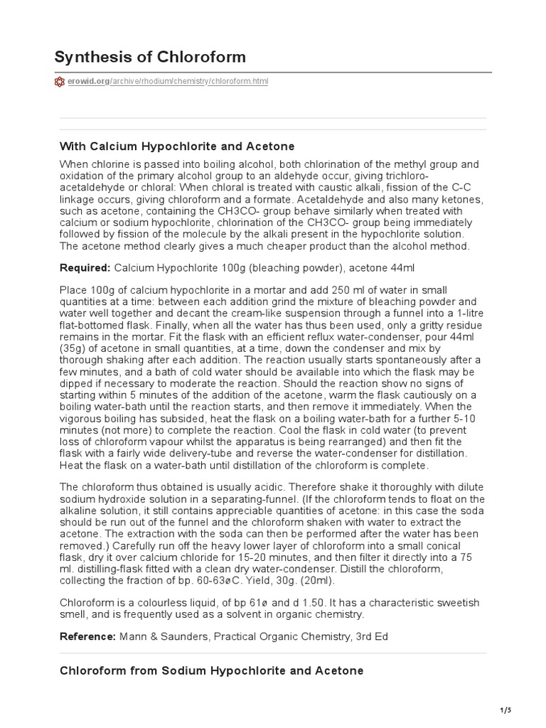 Synthesis of Chloroform | PDF | Distillation | Physical Chemistry