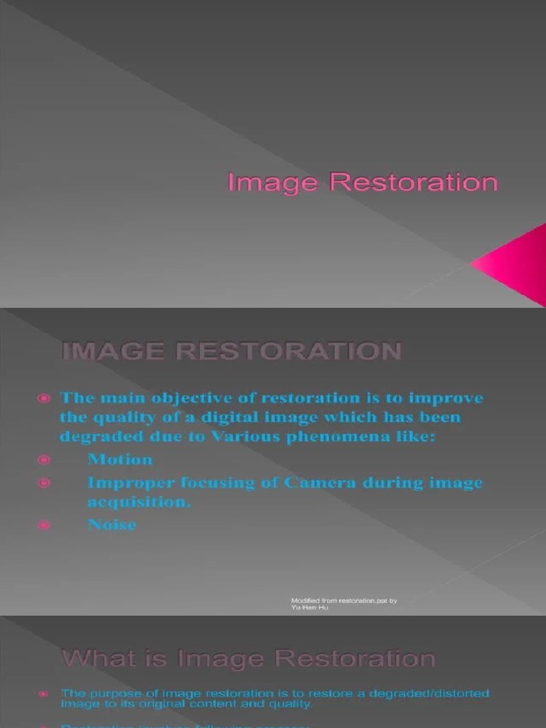 Chapter 5 Image Restoration | PDF