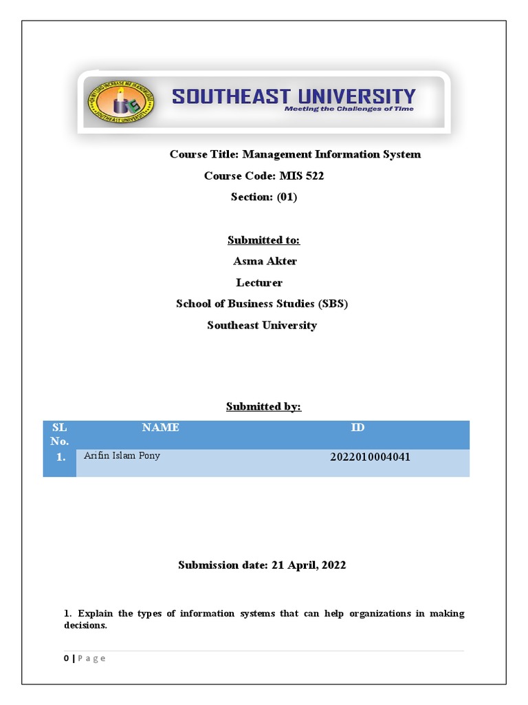 Mid Term Exam Mis Pdf Information System Decision Support System