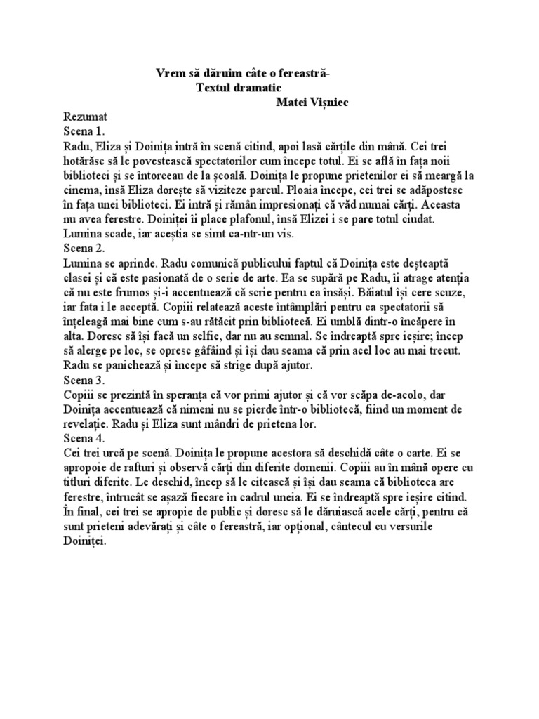 Text Dramatic VII A Rezumat | PDF