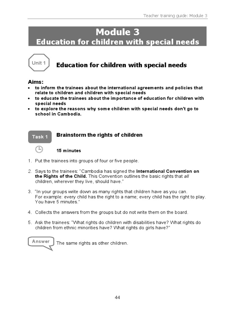 Teacher Training Guide | PDF | Inclusion (Education) | Special Education