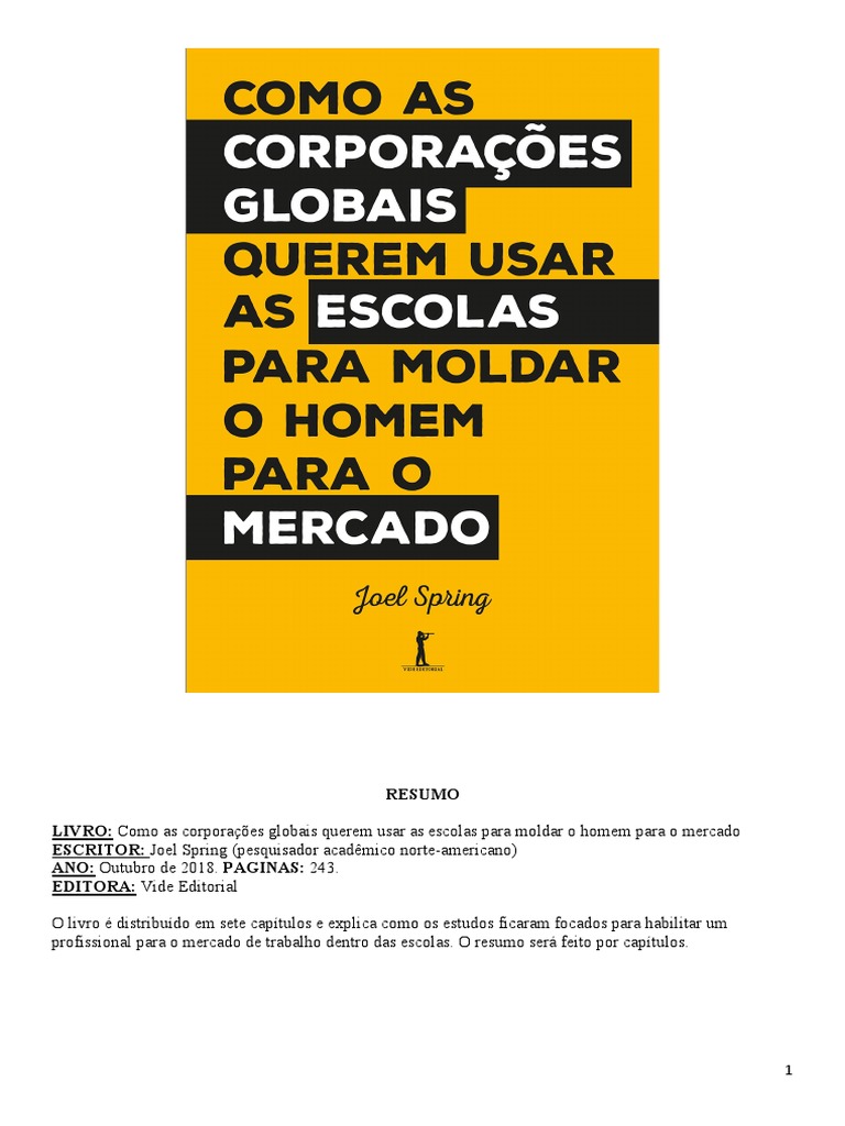 RESUMO Livro Joel Spring | PDF | Economia | Sociologia