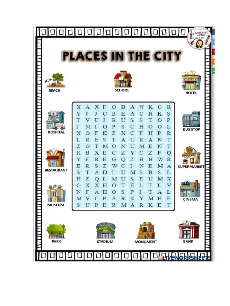 Sopa de Letras Places in The City | PDF