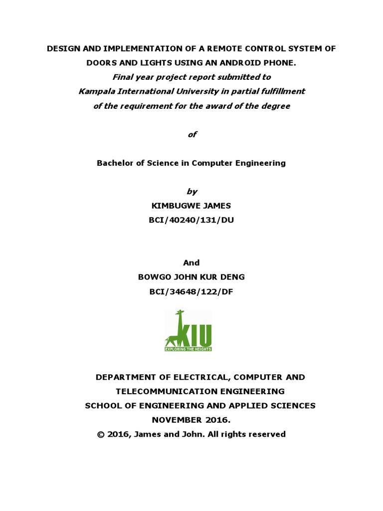 Design and Implementation of A Remote Control System of Doors and Lights Using An Android Phone ...