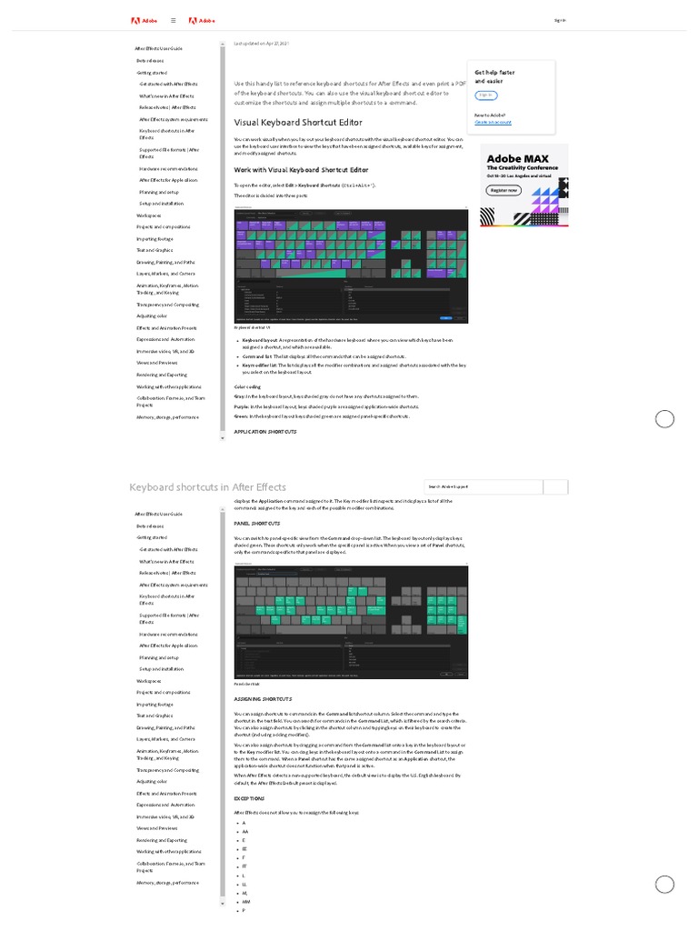 Preset and Customizable Keyboard Shortcuts in After Effects | PDF | Keyboard Shortcut | Computer ...
