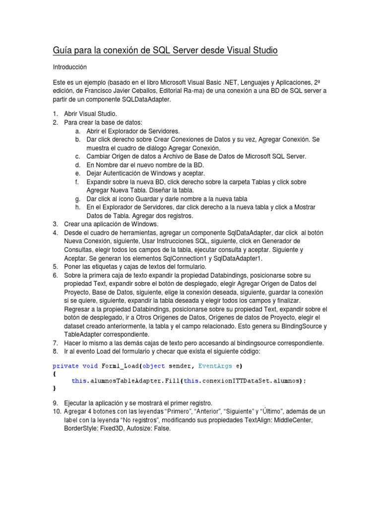 Guia para La Conexion de SQL Server Desd | Descargar gratis PDF | Servidor SQL de Microsoft | SQL