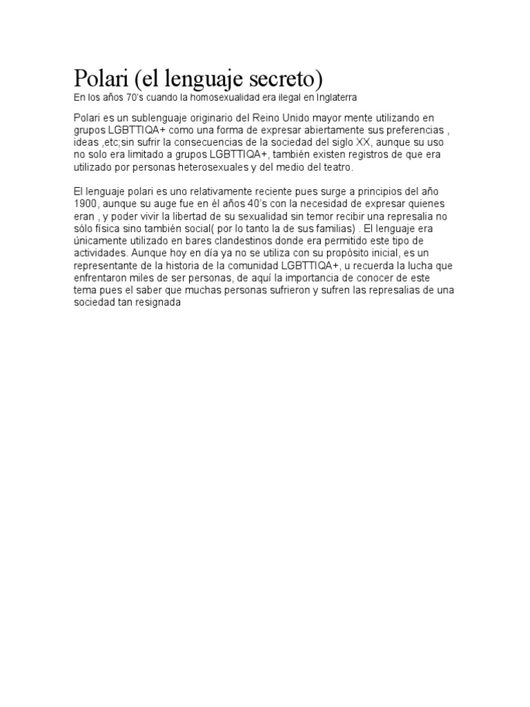 Polari | PDF | Lingüística | Comunicación humana