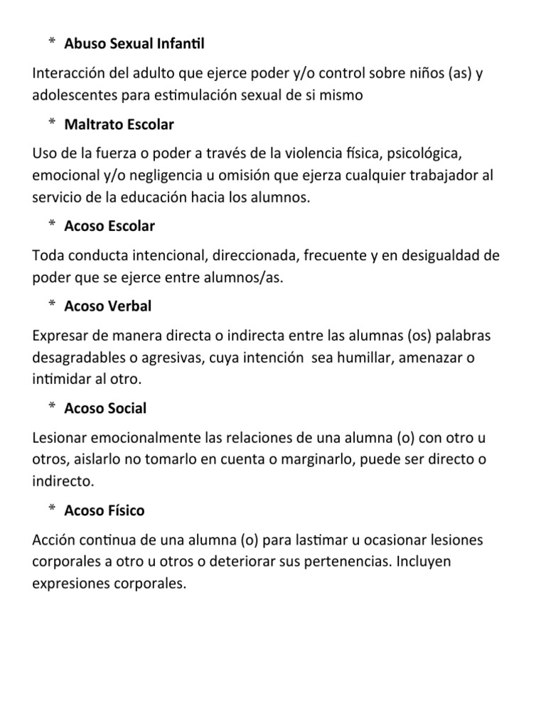 Tipos de Acoso Escolar y Abuso Infantil | PDF