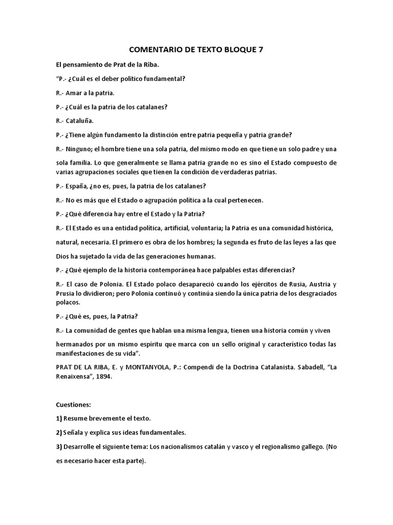 Comentario de Texto Bloque 7. | PDF
