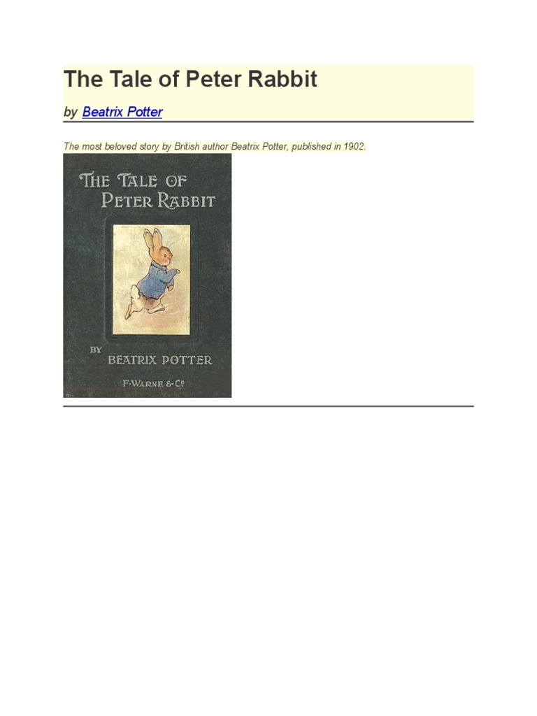 The Tale of Peter Rabbit | PDF | General Fiction