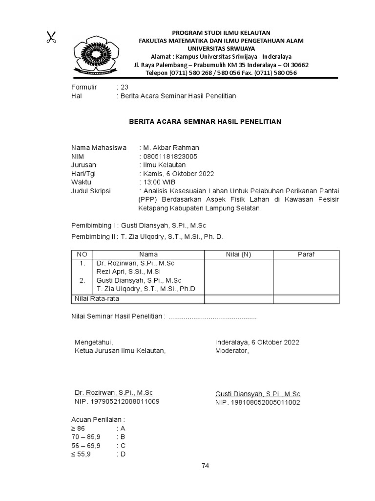 Form Penilaian Penguji 1 | PDF