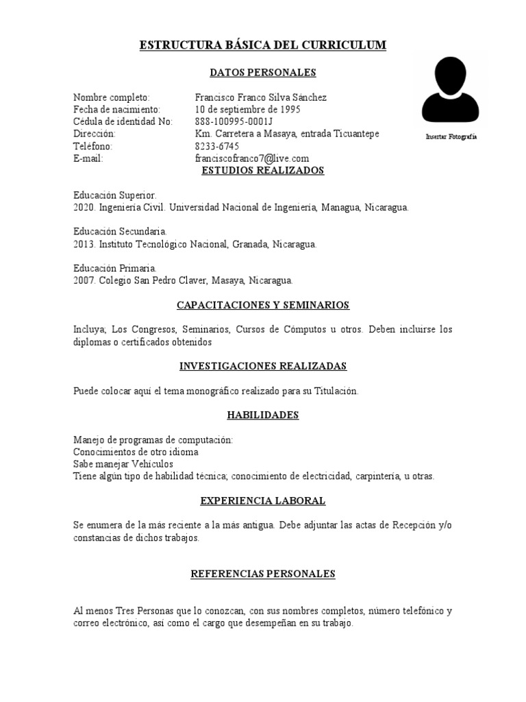 Estructura básica currículum | PDF