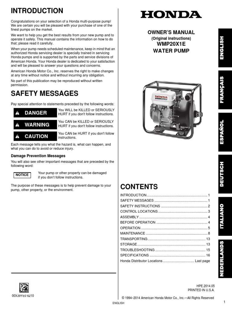Pompe À Eun Honda WMP20X | PDF | Pump | Throttle Pompe À Eun Honda WMP20X | PDF | Pump | Throttle