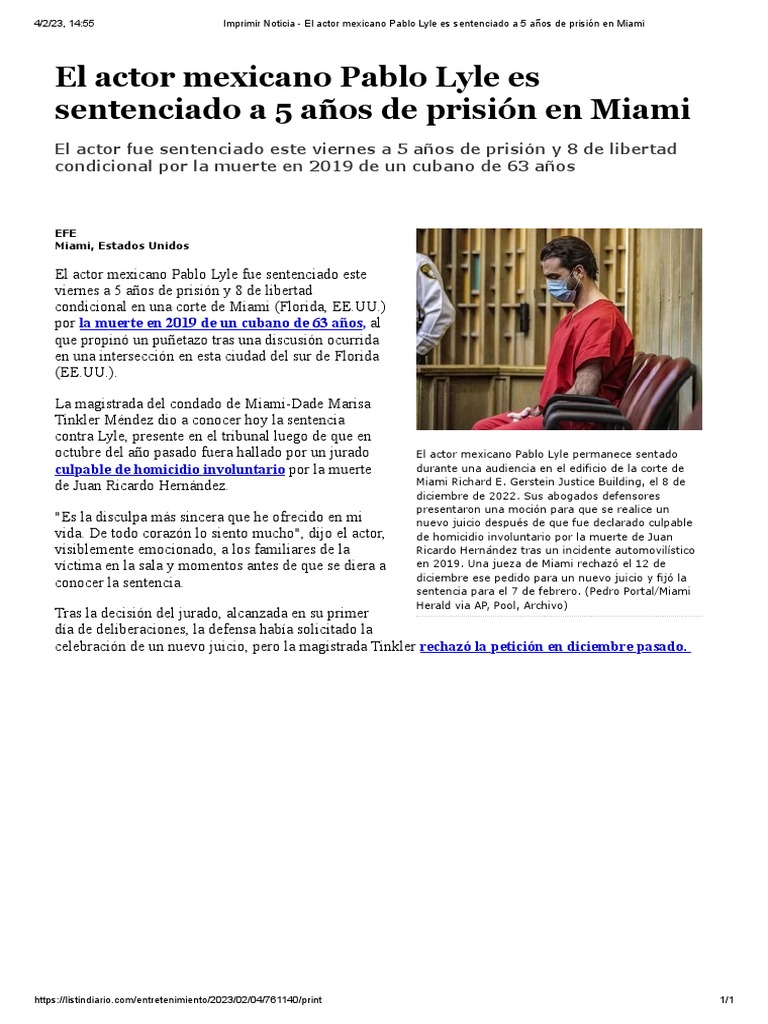 El Actor Mexicano Pablo Lyle Es Sentenciado A 5 Años De Prisión En