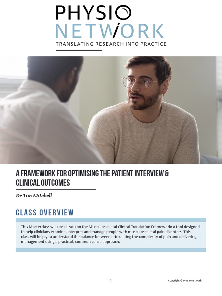 A Framework For Optimising The Patient Interview & Clinical Outcomes ...