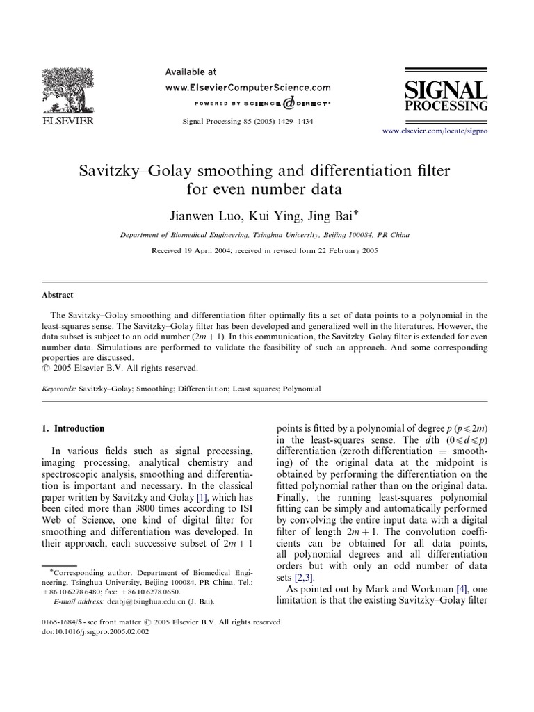 Savinsky Golay Smooting | PDF | Filter (Signal Processing) | Normal ... Savinsky Golay Smooting | PDF | Filter (Signal Processing) | Normal ...