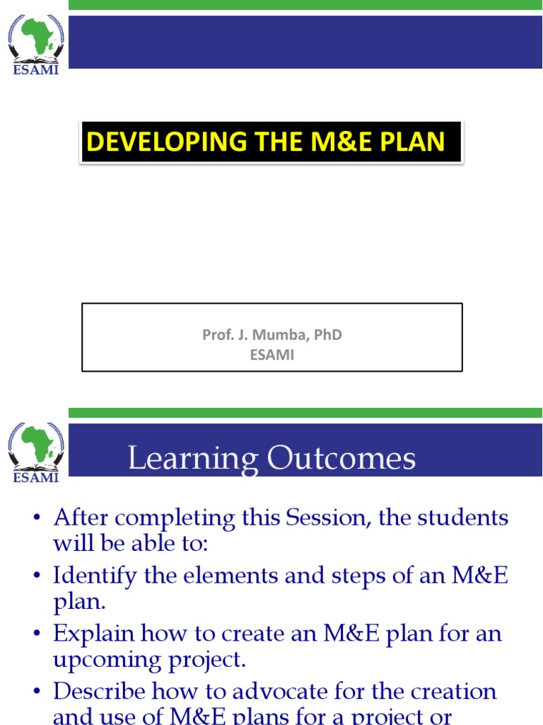 Developing The M&e Work Plan | PDF | Evaluation
