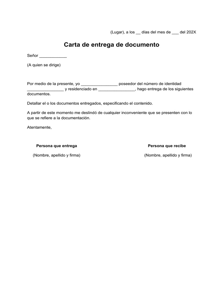 Carta de Entrega de Documentos | PDF