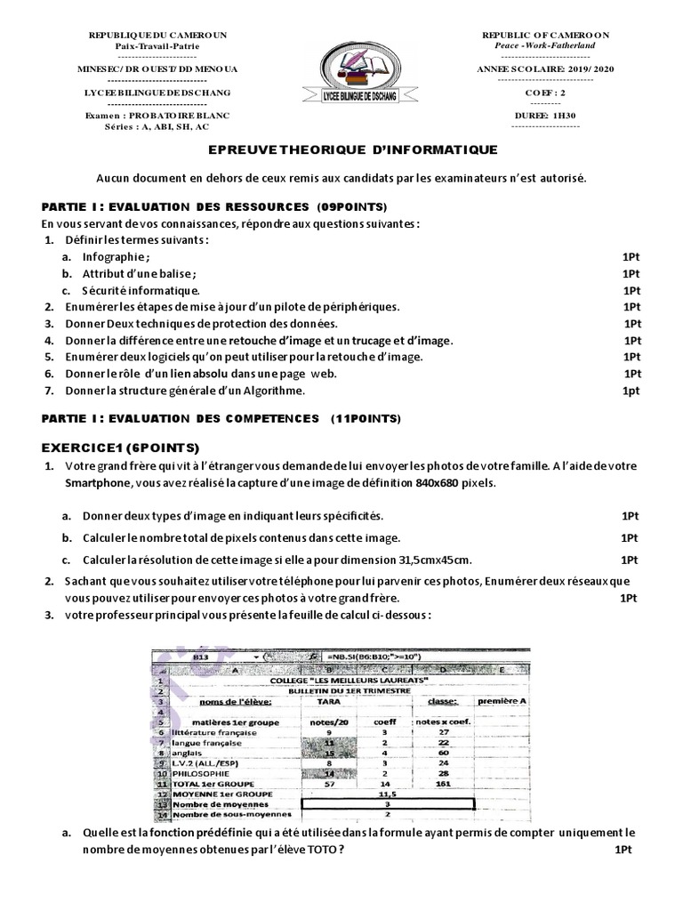 Probatoire Blanc 2020 | PDF | Informatique | Programmation informatique