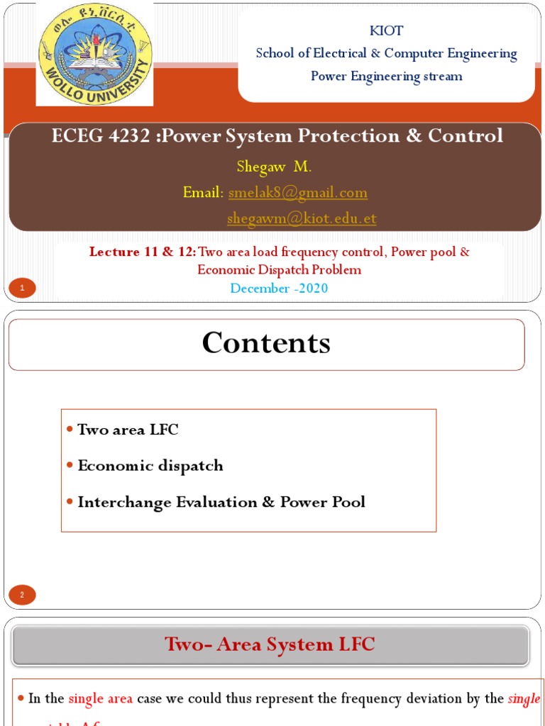 Lec 11 & 12 - Two Area LFC, Dispatch & Pool | PDF | Electric Power ...