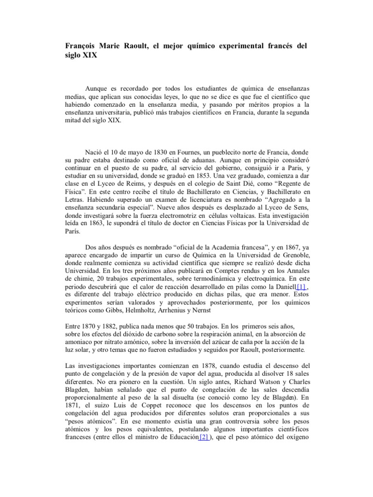 François Marie Raoult | PDF | Agua | Química François Marie Raoult | PDF | Agua | Química