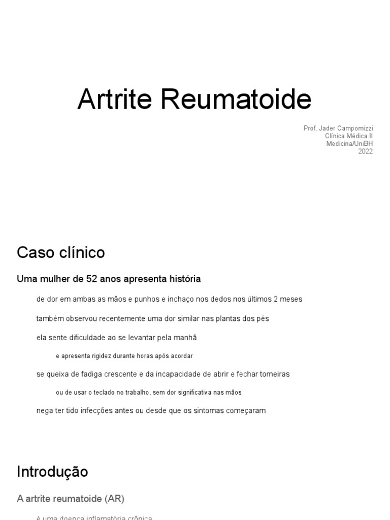 Artrite Reumatoide | PDF | Artrite | Inflamação