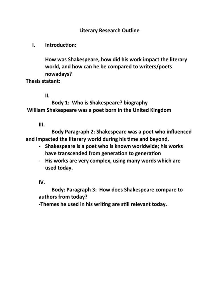 Literary Research Outline | PDF