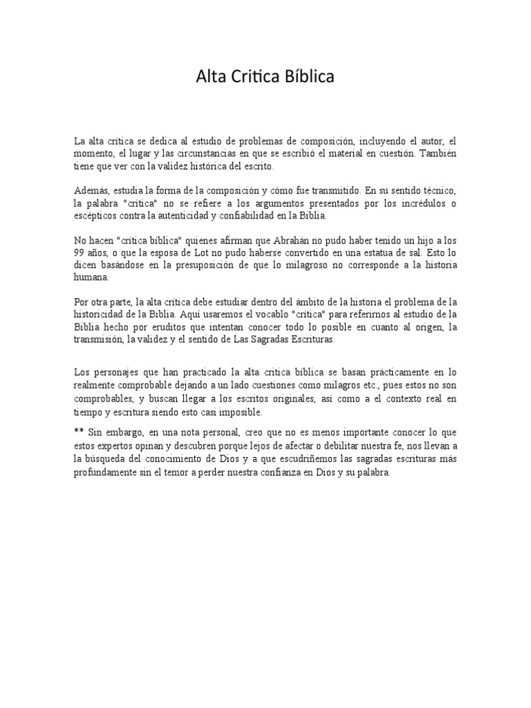 Alta Critica Bíblica | PDF