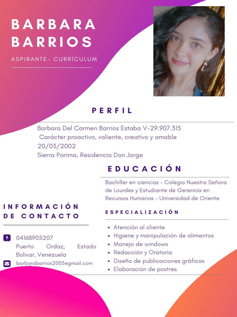 Curriculum de Barbara Barrios | PDF