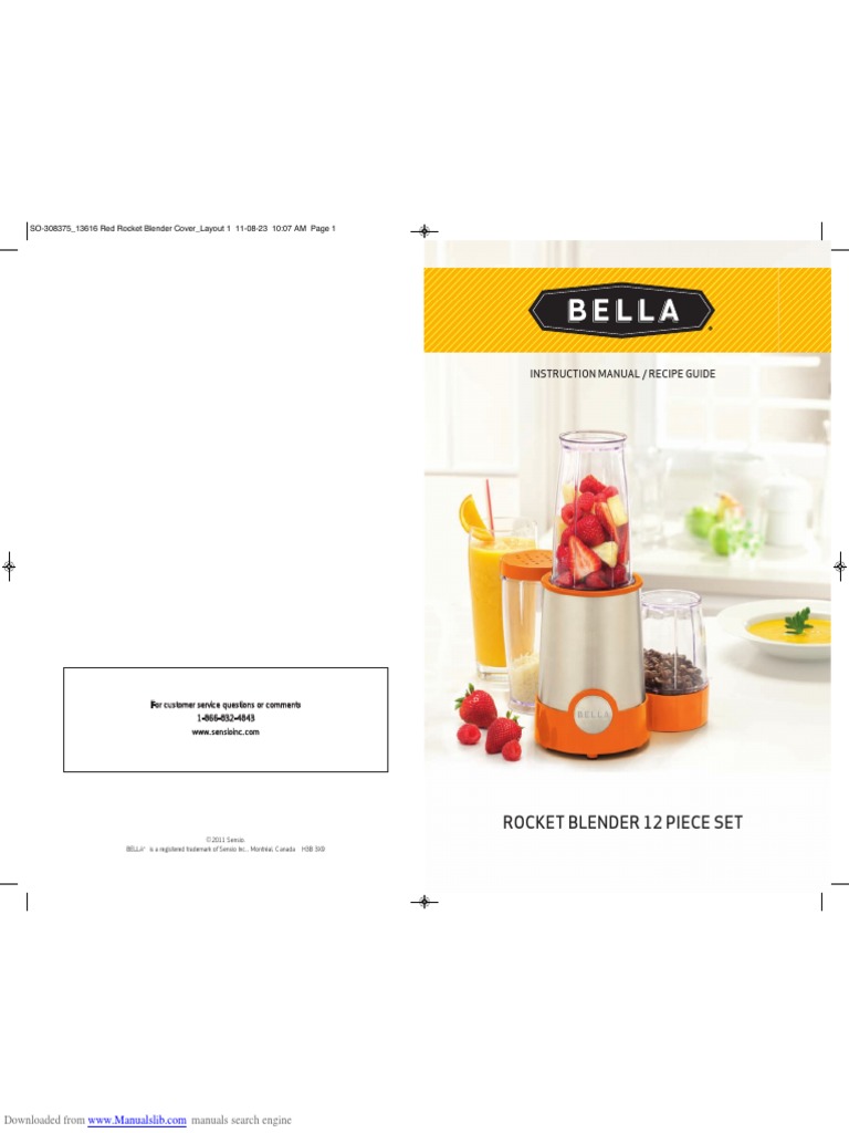 Bella SO-308375 - 13616 12 PC Orange Rocket Blender | PDF | Ac Power ...