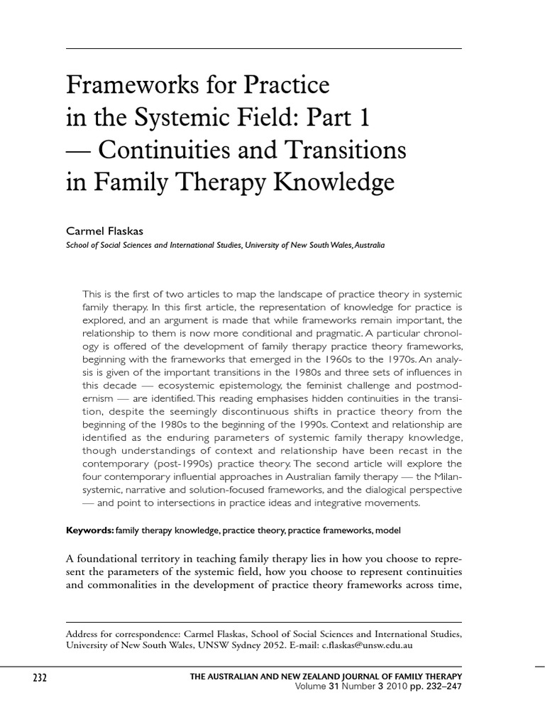 Frameworks For Practice in The Systemic Field: Part 1 | PDF ...
