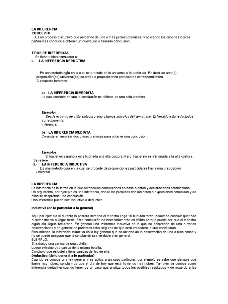 La Inferencia | PDF | Inferencia | Razonamiento deductivo