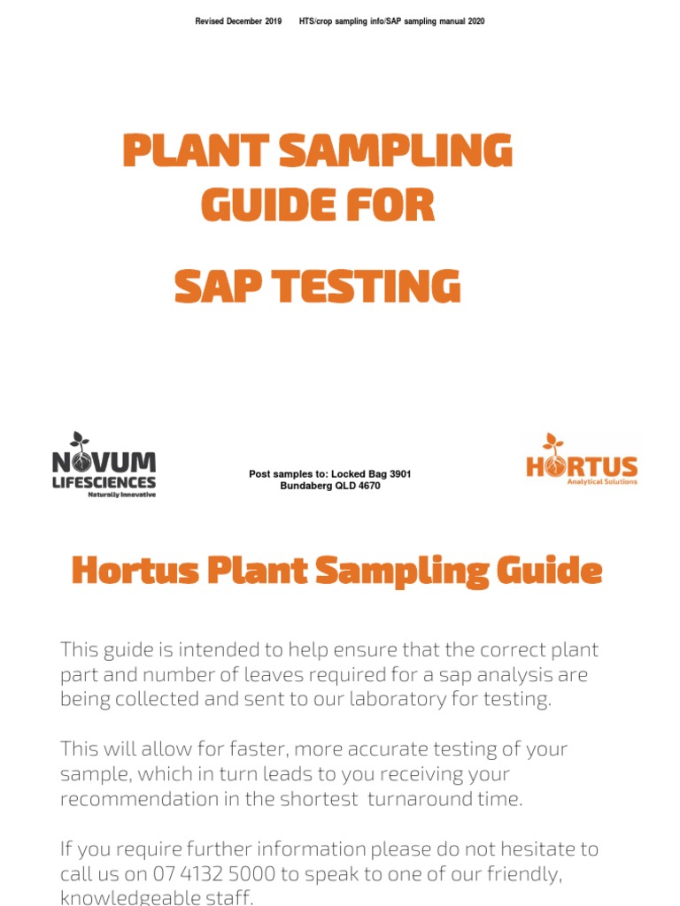 Hortus Sap Sampling Manual 2020 | PDF | Leaf | Onion