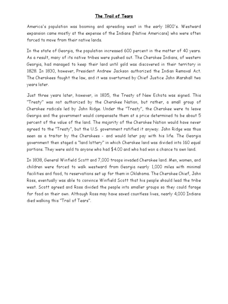 Trail of Tears | PDF | Cherokee | Trail Of Tears