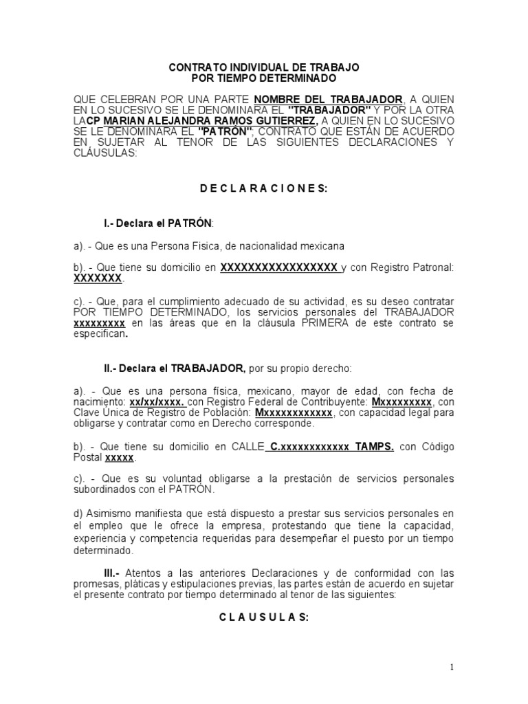 Contrato Laboral a Plazo Fijo | PDF | Salario | Derecho laboral