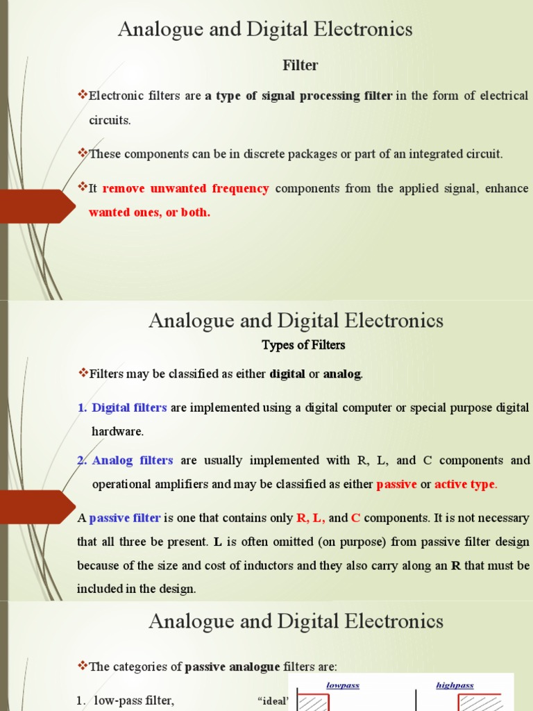 Analogue and Digital Electronics: Filter | PDF | Electronic Filter ...