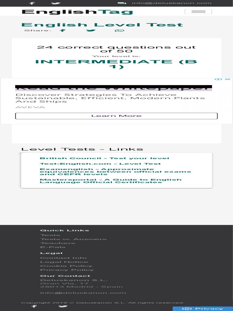 Free English Level Test | PDF