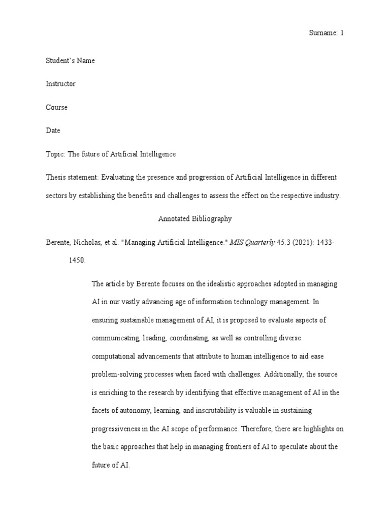 Annotated Bibliography | PDF | Artificial Intelligence | Intelligence (AI) & Semantics