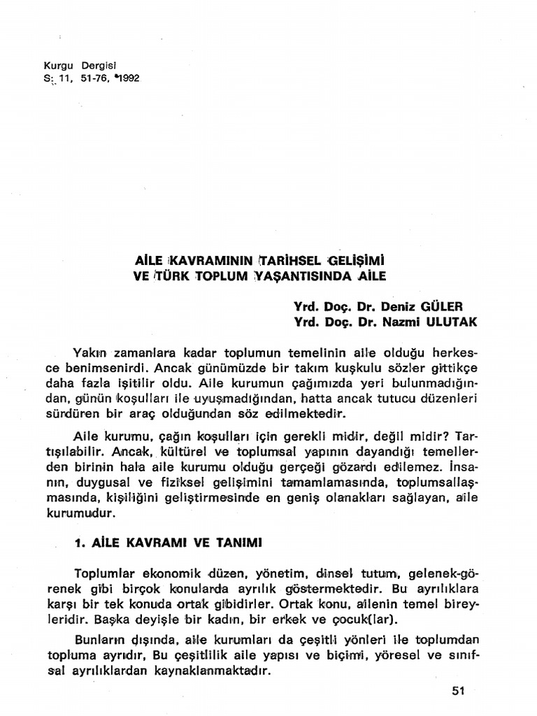 AILE KAVRAMININ TARiHSEL GELi - Imi VE T - RK TOPLUM - YA - ANTISINDA AiLE (#858144) - 1501409 | PDF