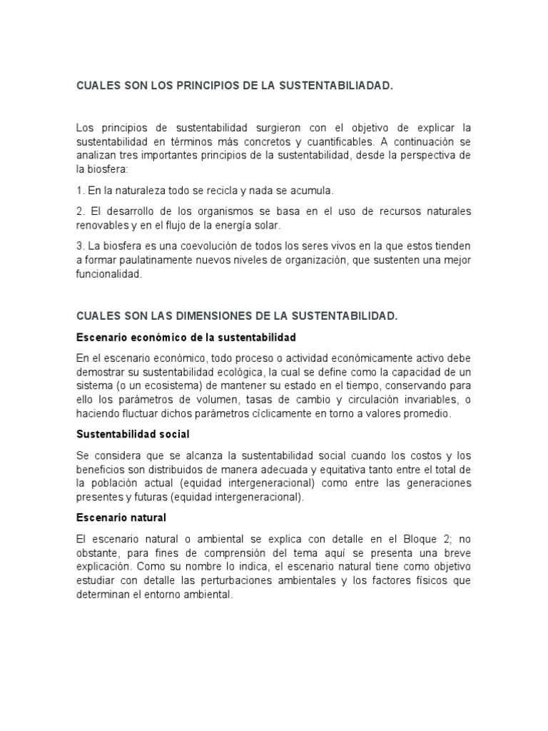 Cuales Son Los Principios de La Sustentabiliadad | PDF | Sustentabilidad | Desarrollo sostenible