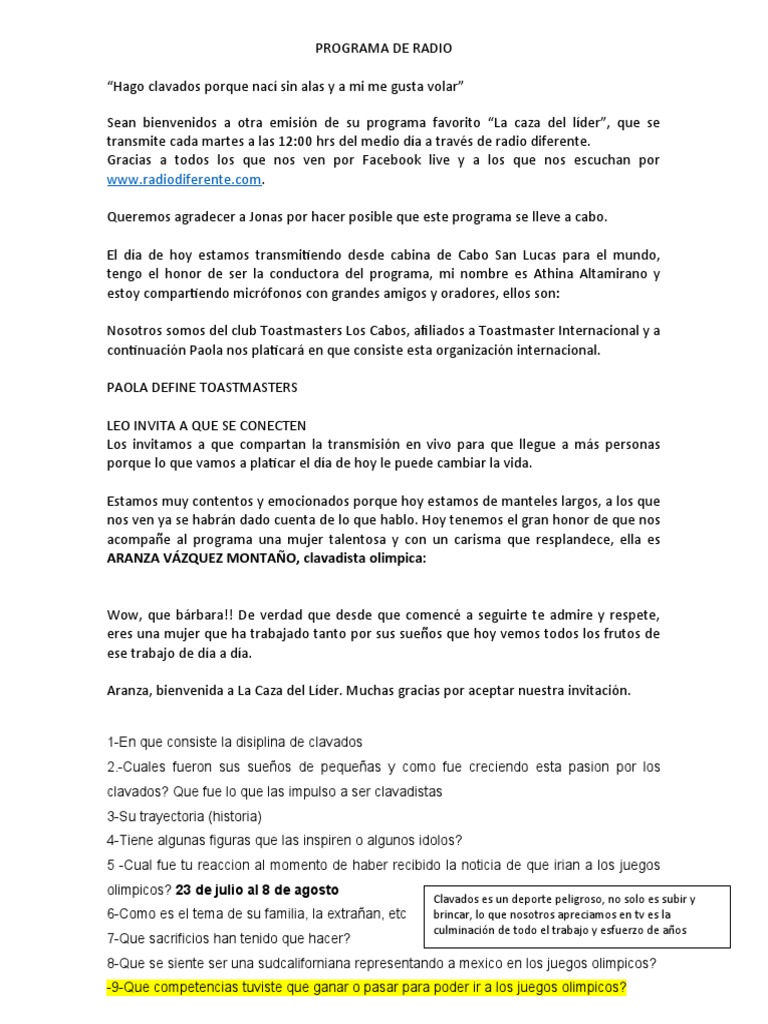 Borrador Programa de Radio | PDF