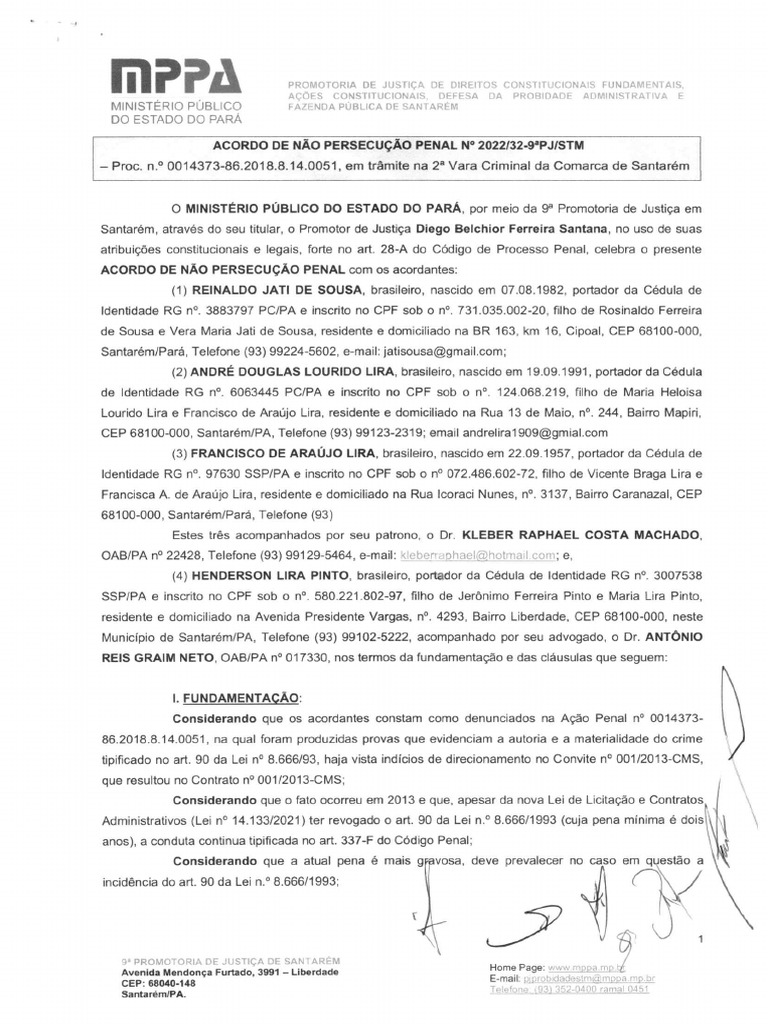 Acordo Com Do MPPA Com Henderson Pinto | PDF